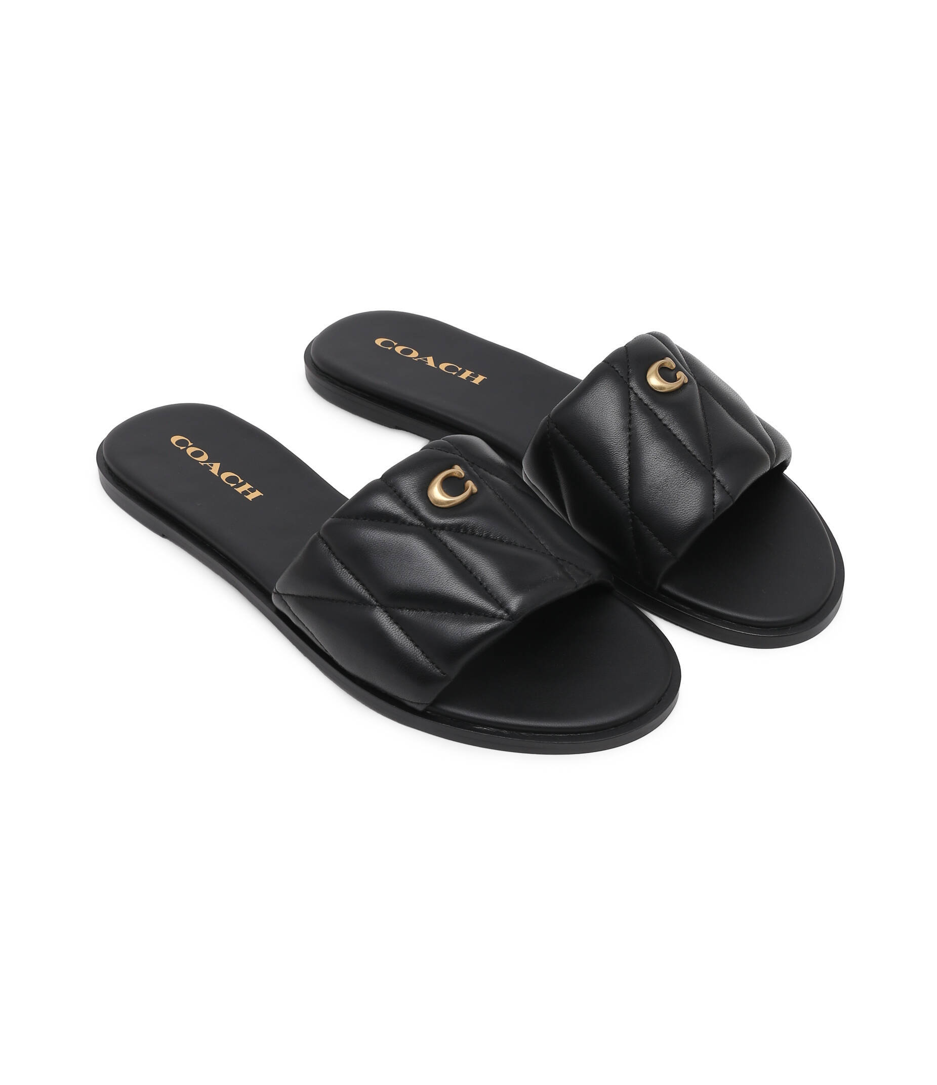 Leather sliders HOLLY Coach | Black | Gomez.pl/en